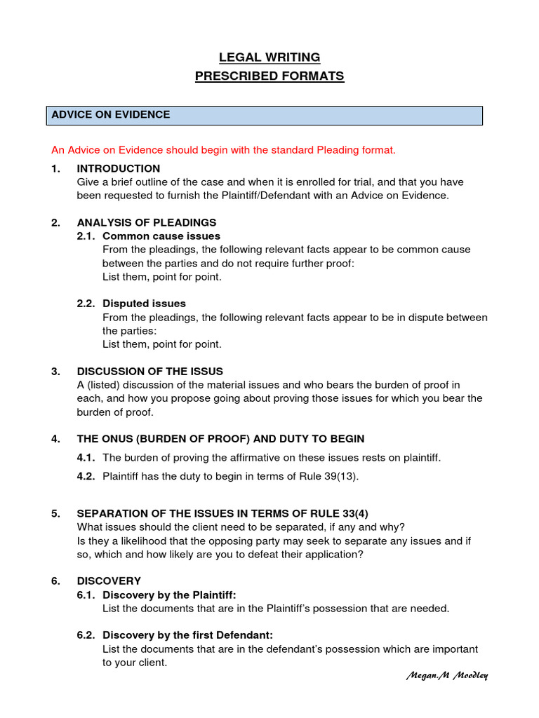 Heads of Arguments Information | PDF | Burden Of Proof (Law) | Evidence ...