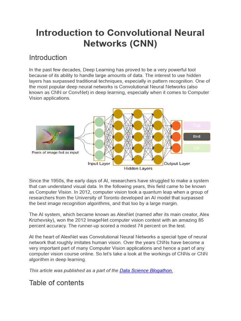 Introduction To Convolutional Neural Networks1-Unit3 | PDF | Deep ...