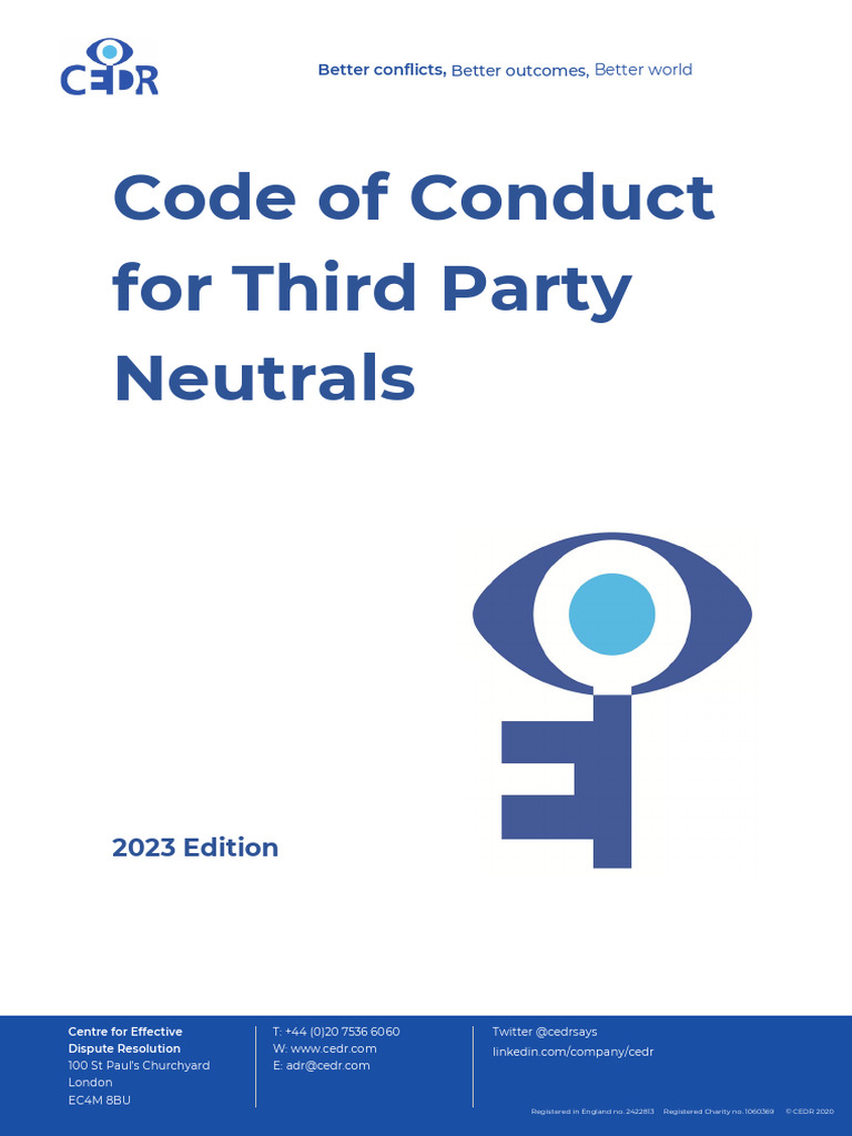 CEDR Code of Conduct for Neutrals 2023 | PDF | Mediation | Common Law