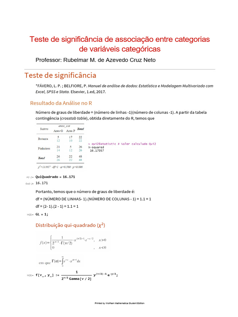 Teste Qui-Quadrado: Análise de Associação | PDF | Significado ...