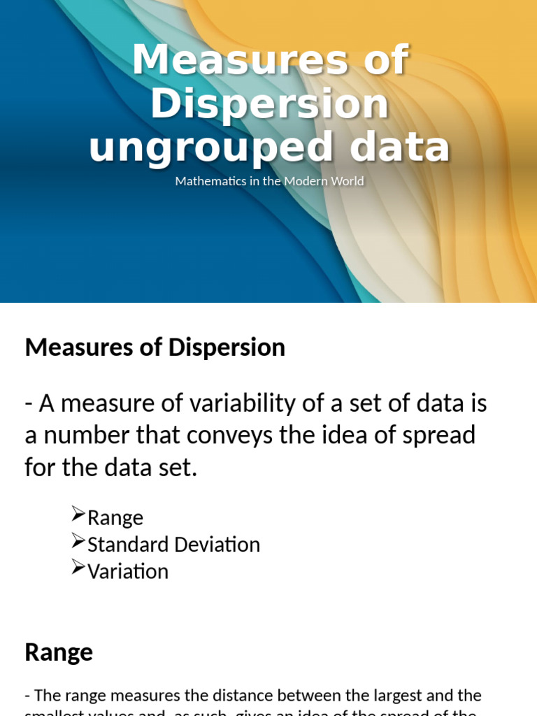 Measures of Dispersion in Statistics | PDF