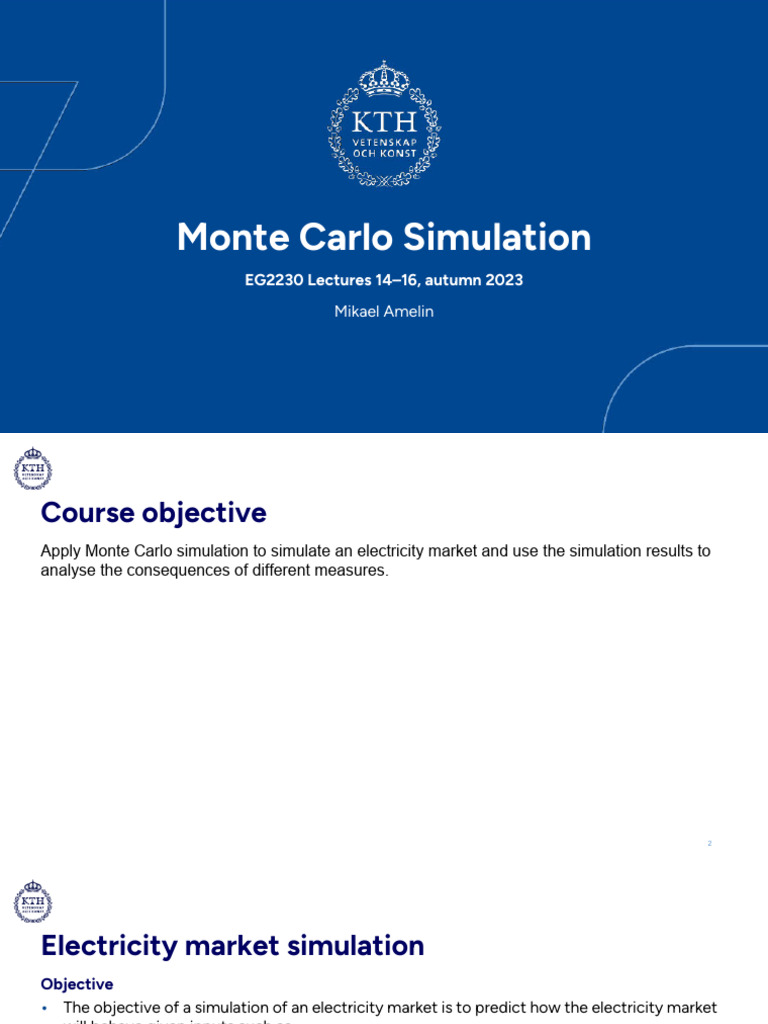 EG2230 Monte Carlo simulation | PDF | Probability Distribution | Randomness