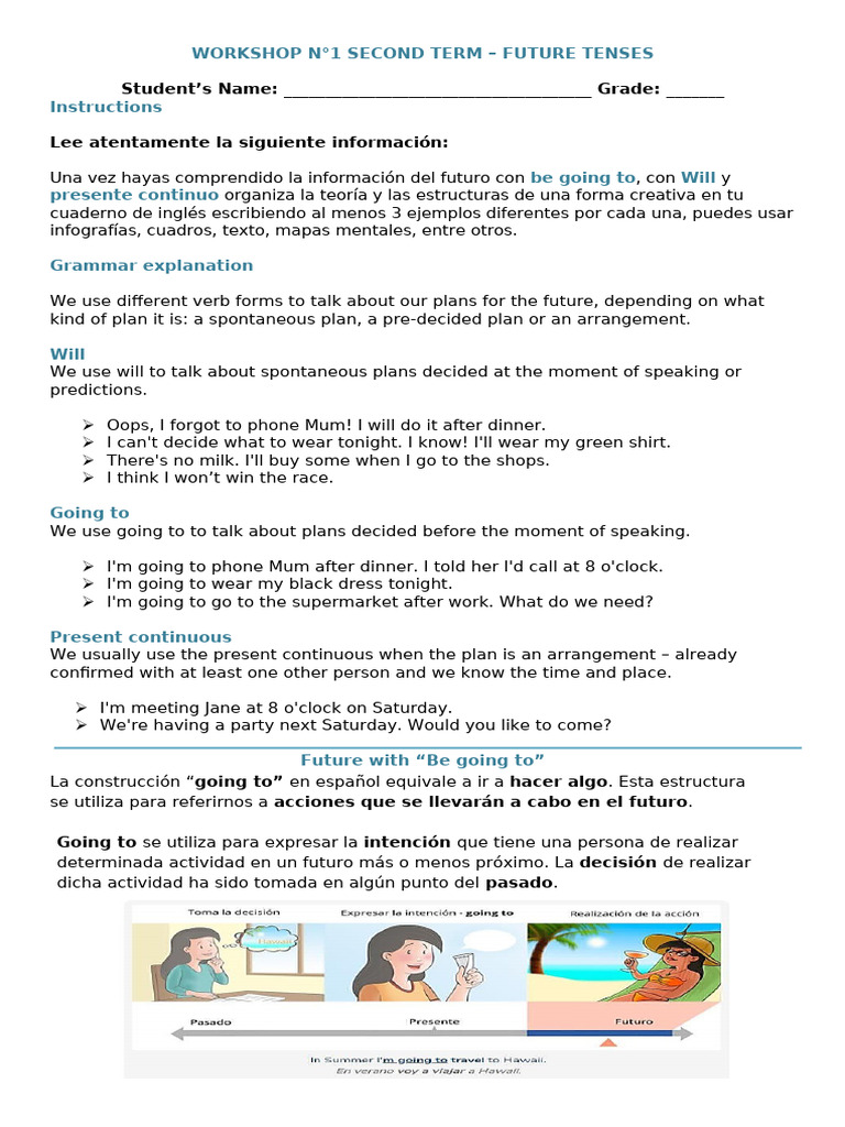 11° Guía 1 Future Tenses Second Term | PDF | Verbo | Lingüística