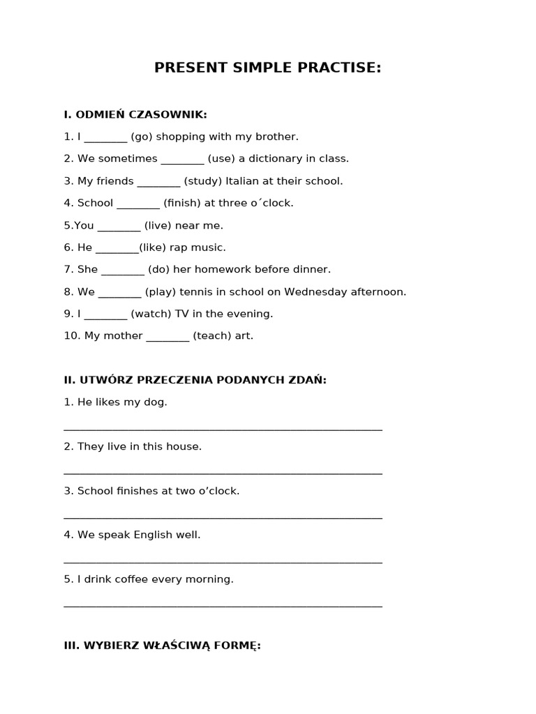 Present Simple Practise | PDF