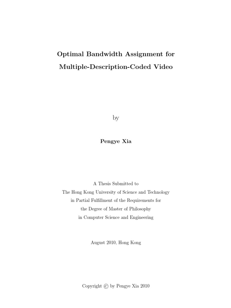 Optimal Bandwidth Assignment For Multiple-Description-Coded Video | PDF | Streaming Media ...
