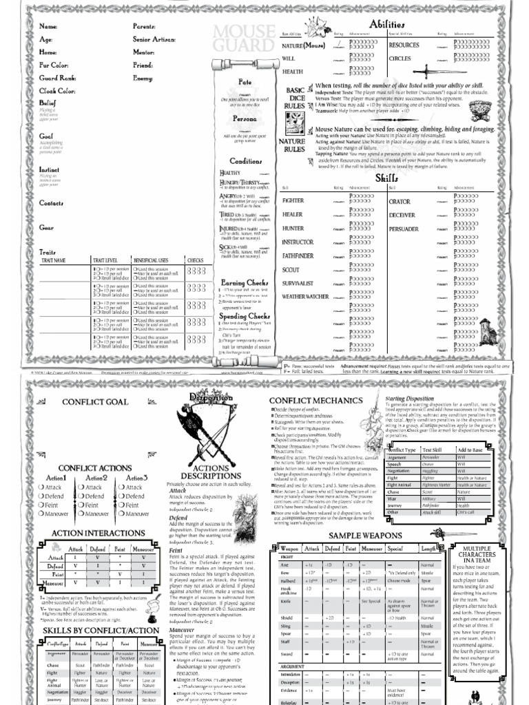 CtempRPGMouse Guard RPG (Archaia Studios Press)Mouse Guard Fillable ...
