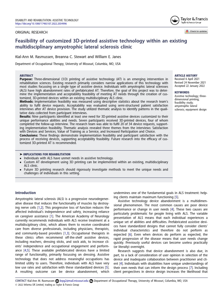 3D-Printed Assistive Tech for ALS | PDF | 3 D Printing | Occupational ...