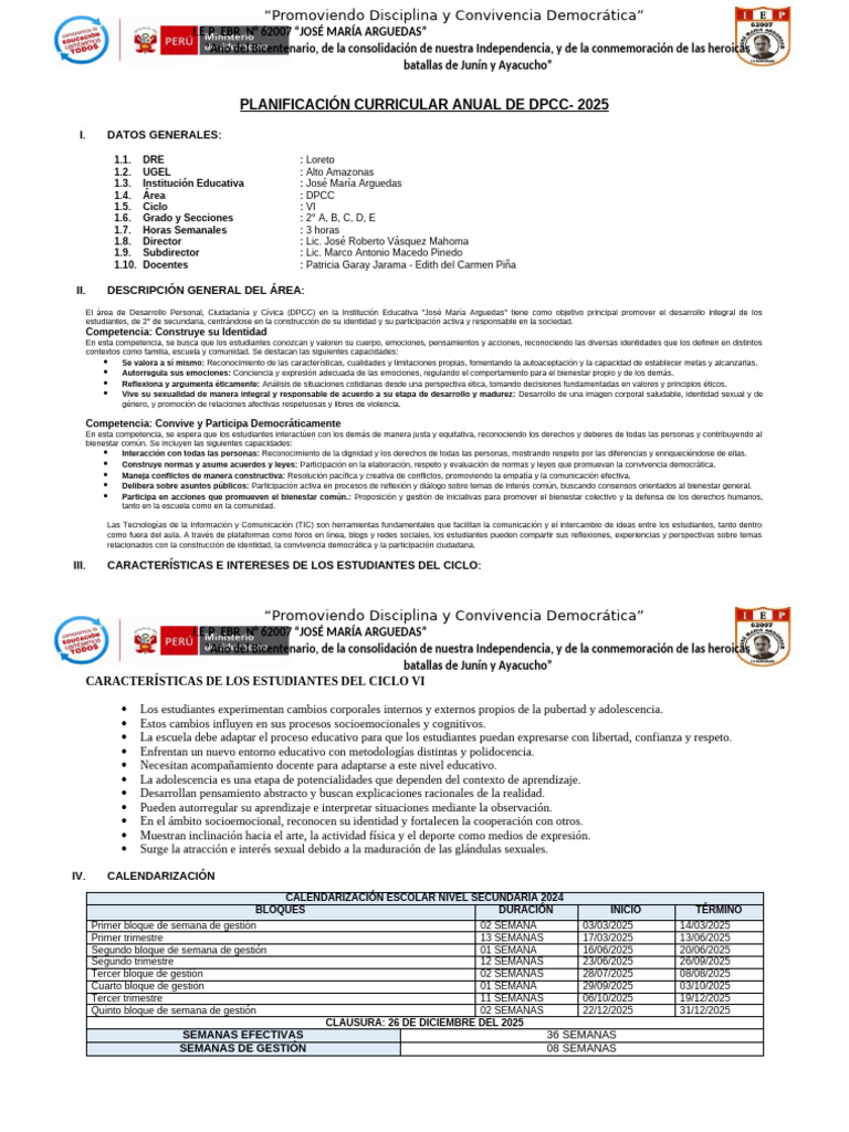 Pca 2° DPCC 2025 | PDF | Evaluación | Aprendizaje