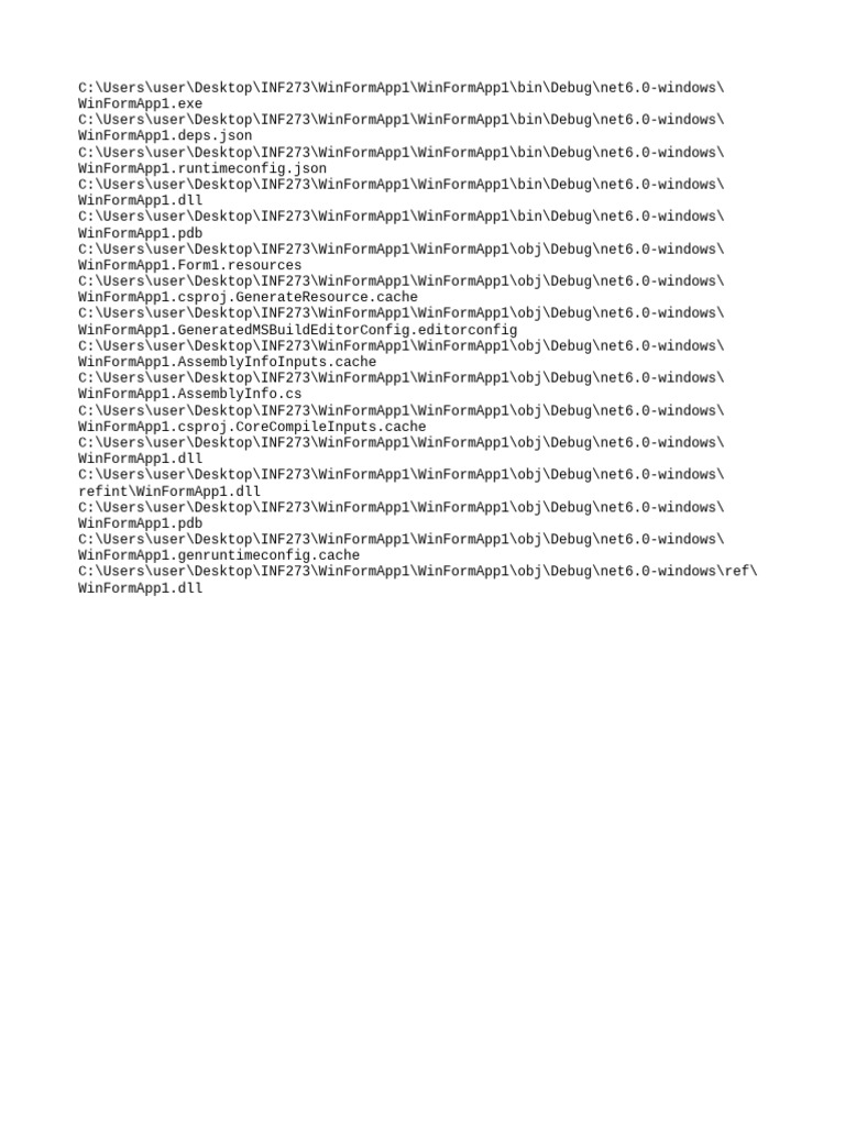 WinFormApp1 Csproj FileListAbsolute | PDF