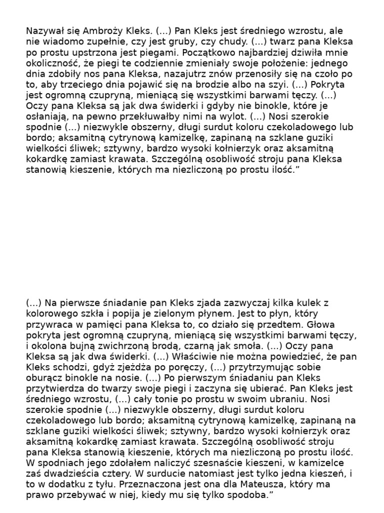 Pan Kleks Opis | PDF