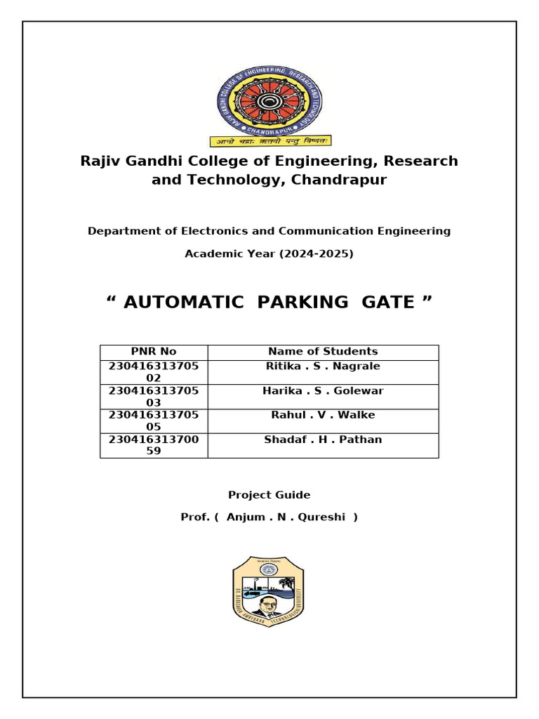 Mini Project Report Template | PDF | Automation | Sensor