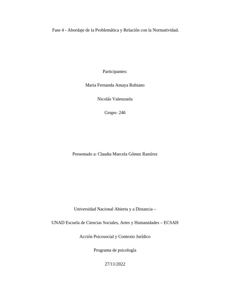Fase 4 Abordaje de La Problematica y Relacion Con La Normatividad Grupo ...