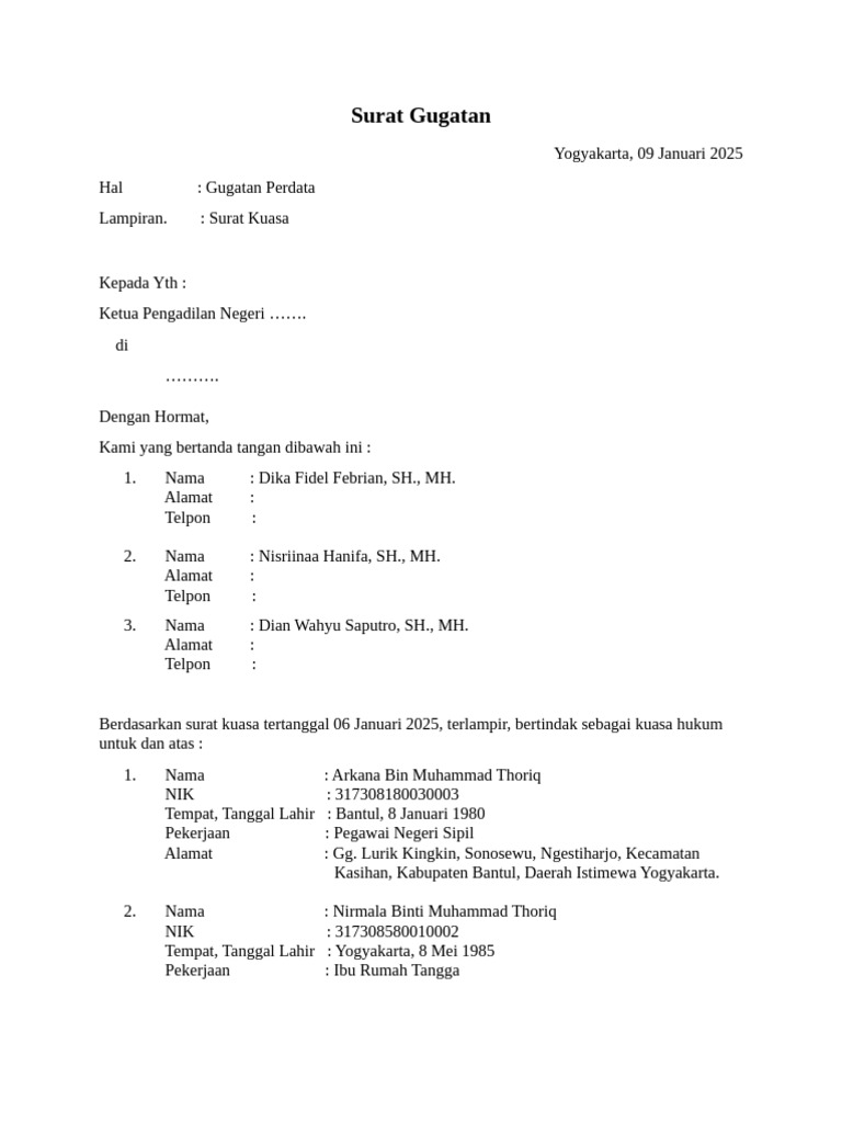 Surat Gugatan | PDF