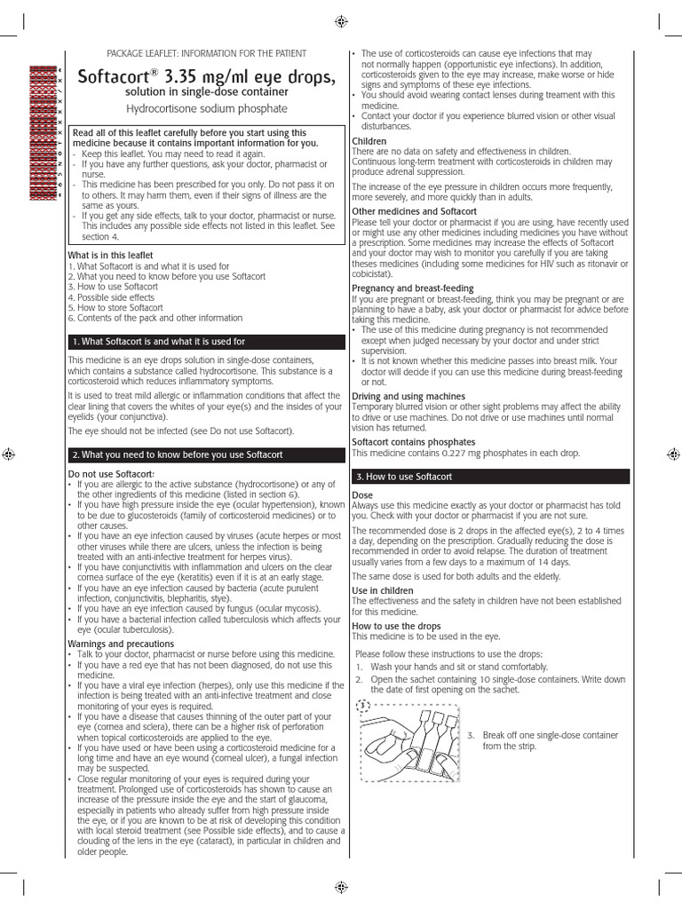 SOFTACORT PIL Jul 2018 NEW | PDF | Cataract | Infection