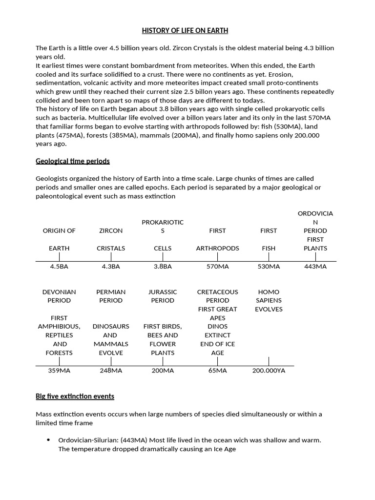 Evolutionary Timeline of Earth | PDF | Evolution | Earth