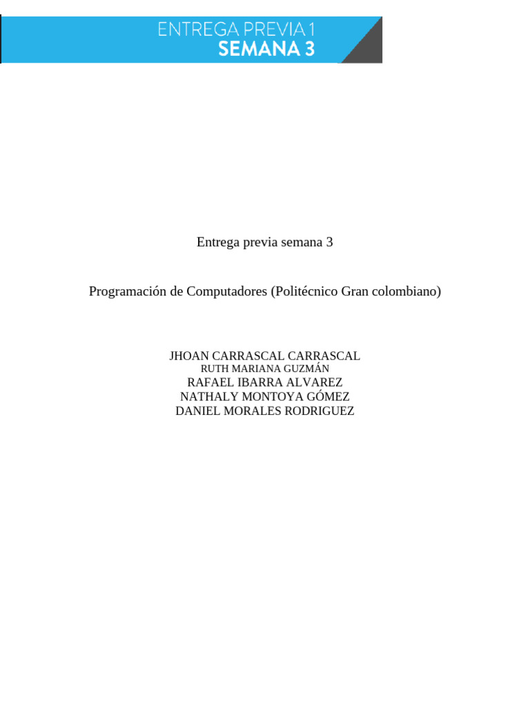 Entrega previa semana 3 - PROGRAMACION | PDF