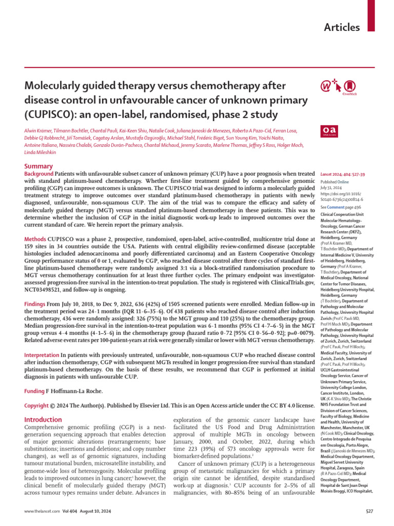 Molecularly Guided Therapy Versus Chemotherapy Aft | PDF | Oncology | Cancer