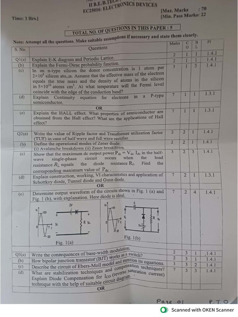 Electronic devices PYQs(2) | PDF