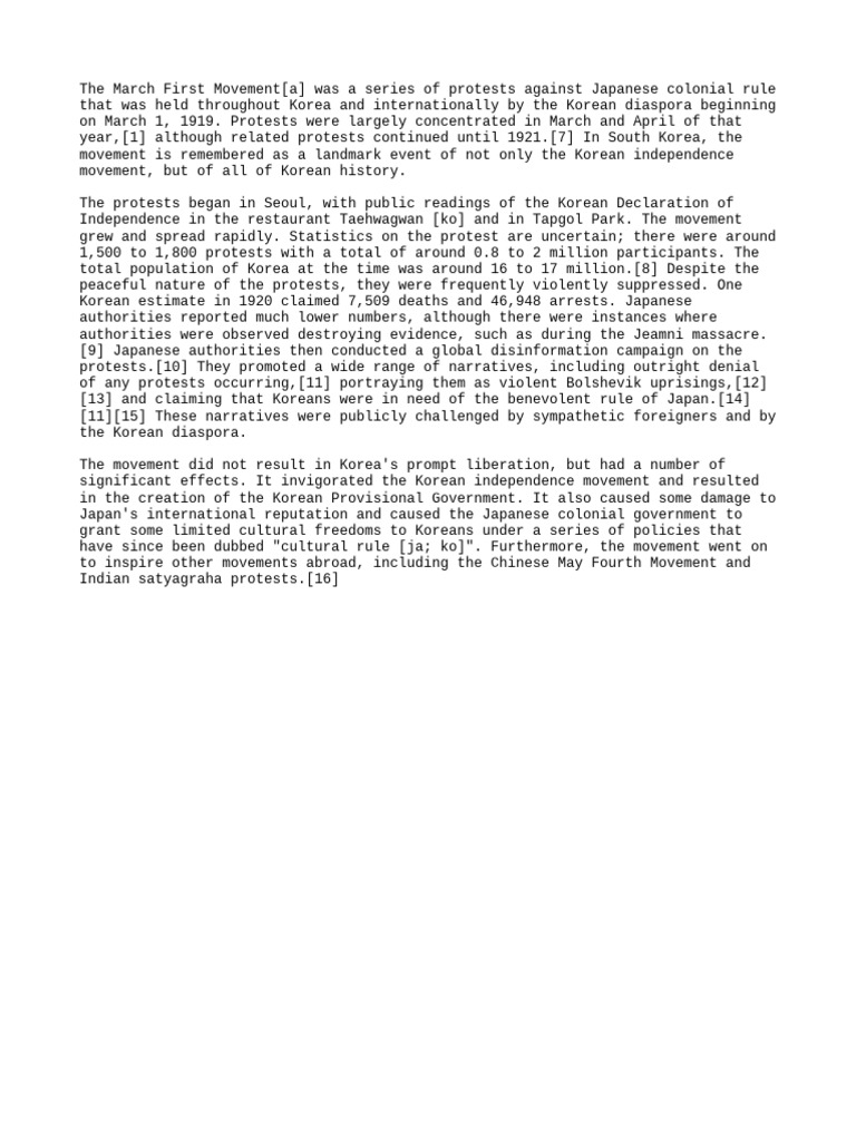 The March First Movement (A) Was A S | PDF