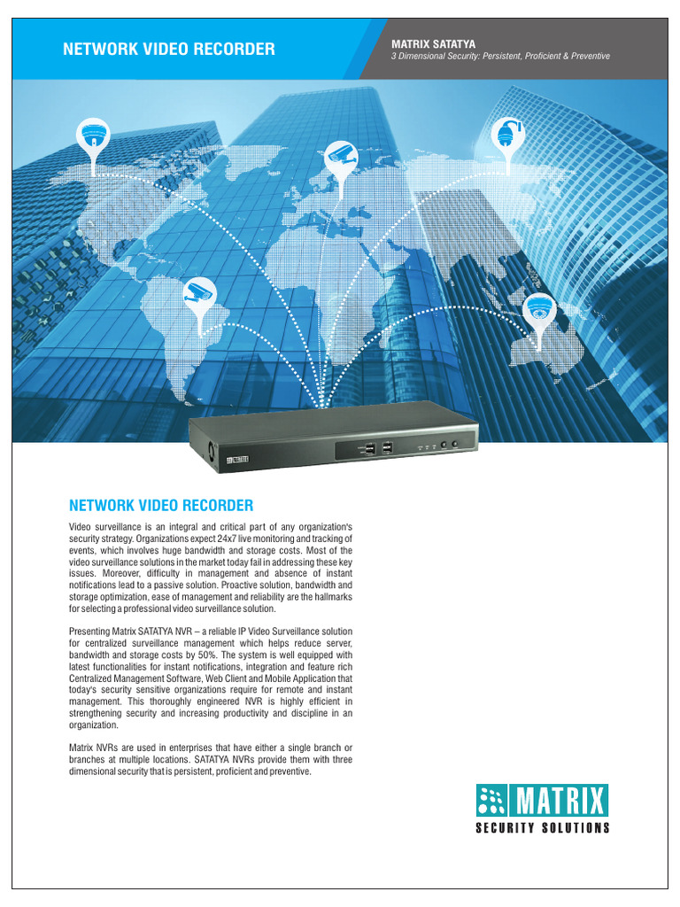 Matrix_SATATYA NVR_Brochure_Aug'16 | PDF | Computer Network | Backup