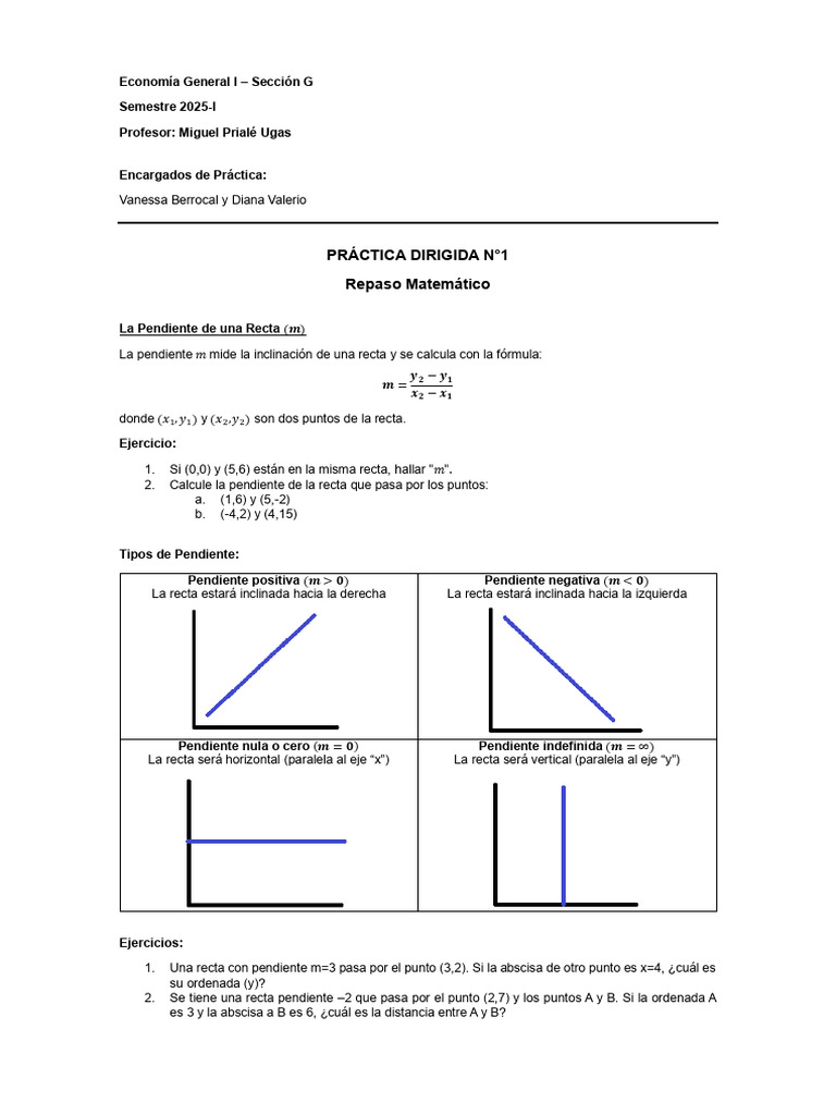 PD1 2025-1 Solucionario | PDF | Pendiente | Matemática Elemental