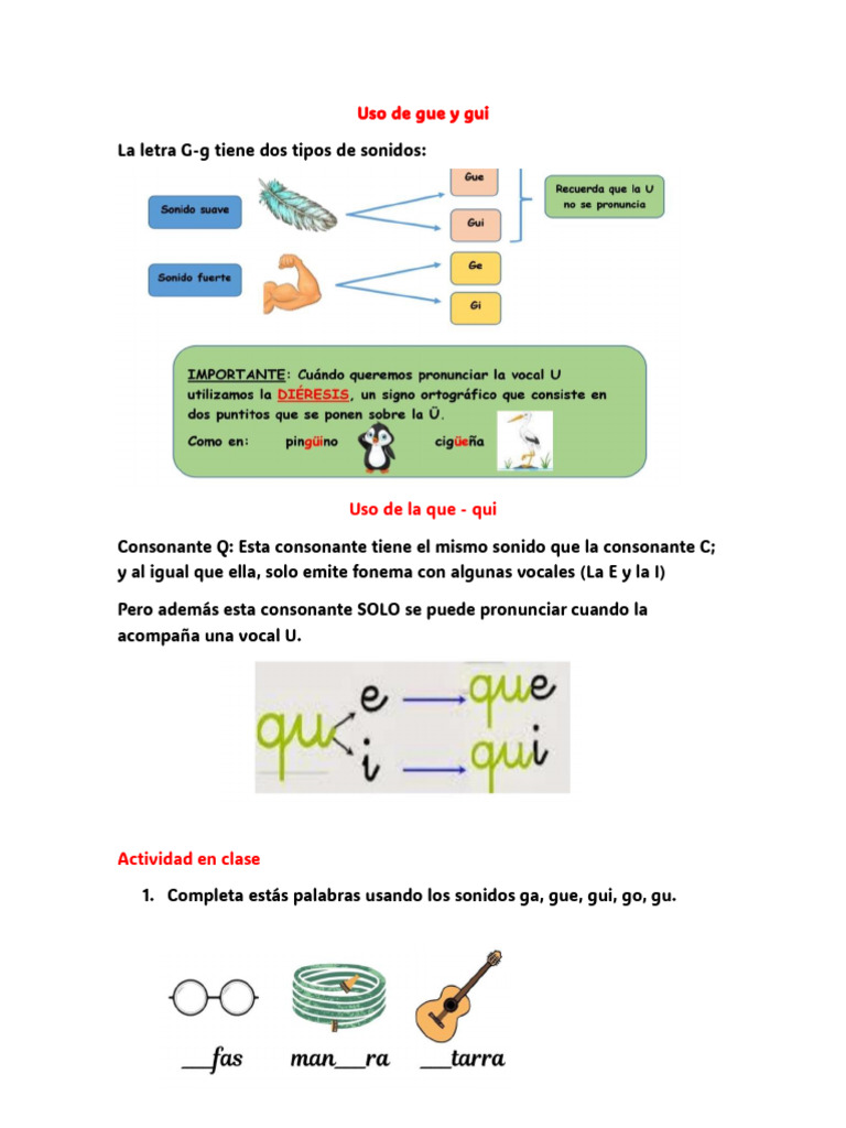 Uso de Gue, Gui, Que y Qui en Español | PDF