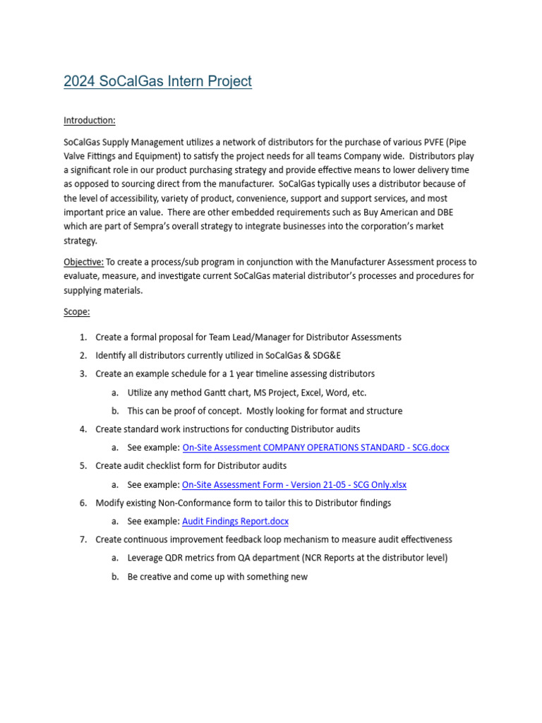 2024 SoCalGas Intern Project | PDF | Audit | Business
