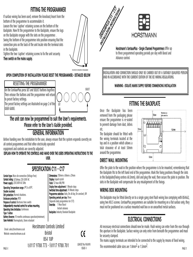 Horstmann_C11-C17_Installation | PDF | Electrical Wiring | Electrical ...