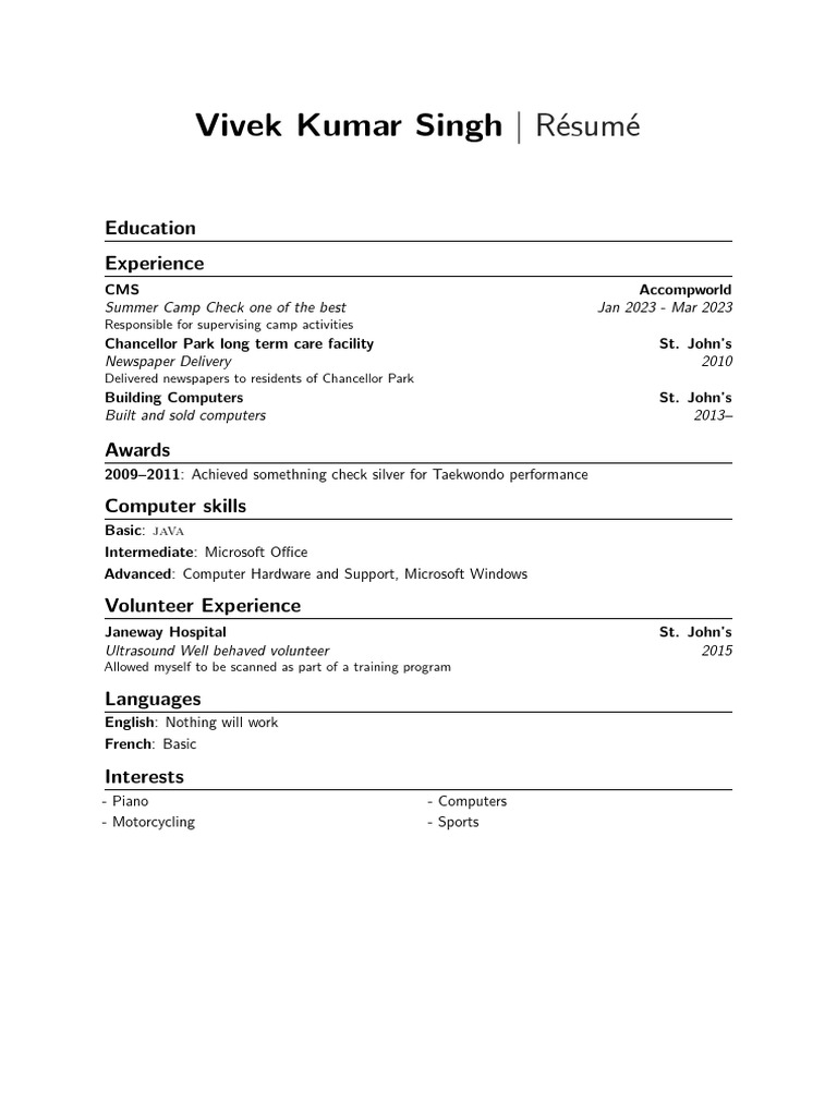 Black Resume: Vivek Kumar Singh | PDF