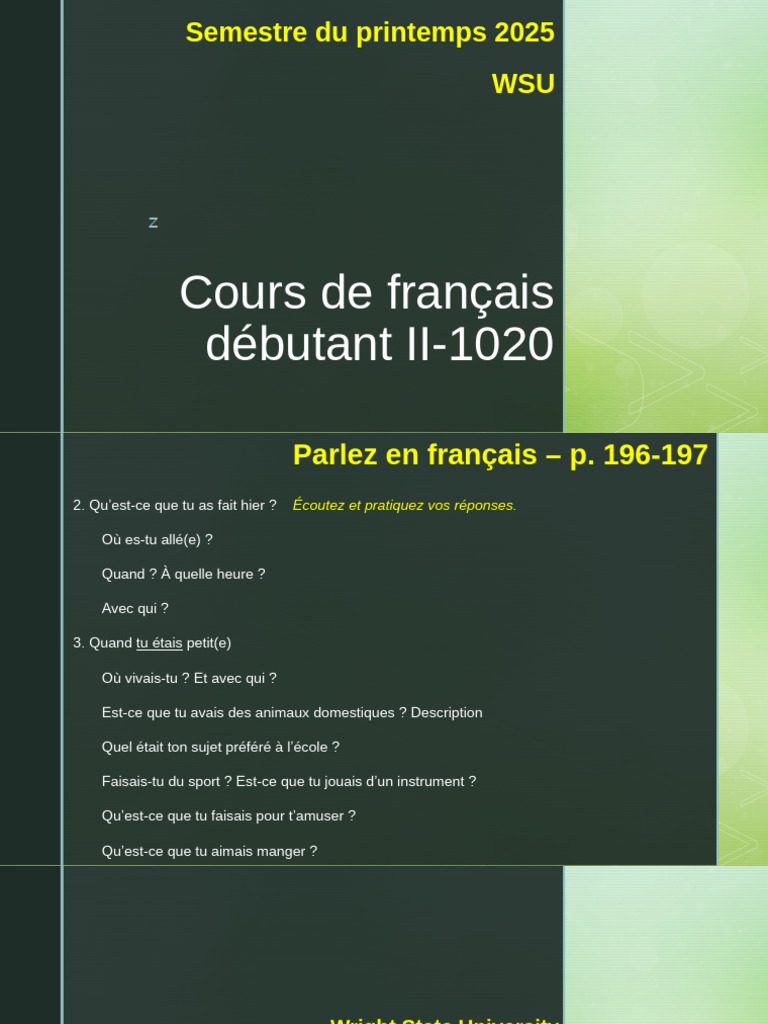 Cours Du 15 Avril 2025-WSU 1020-01-OnLINE-Printemps 2025-Version Finale ...