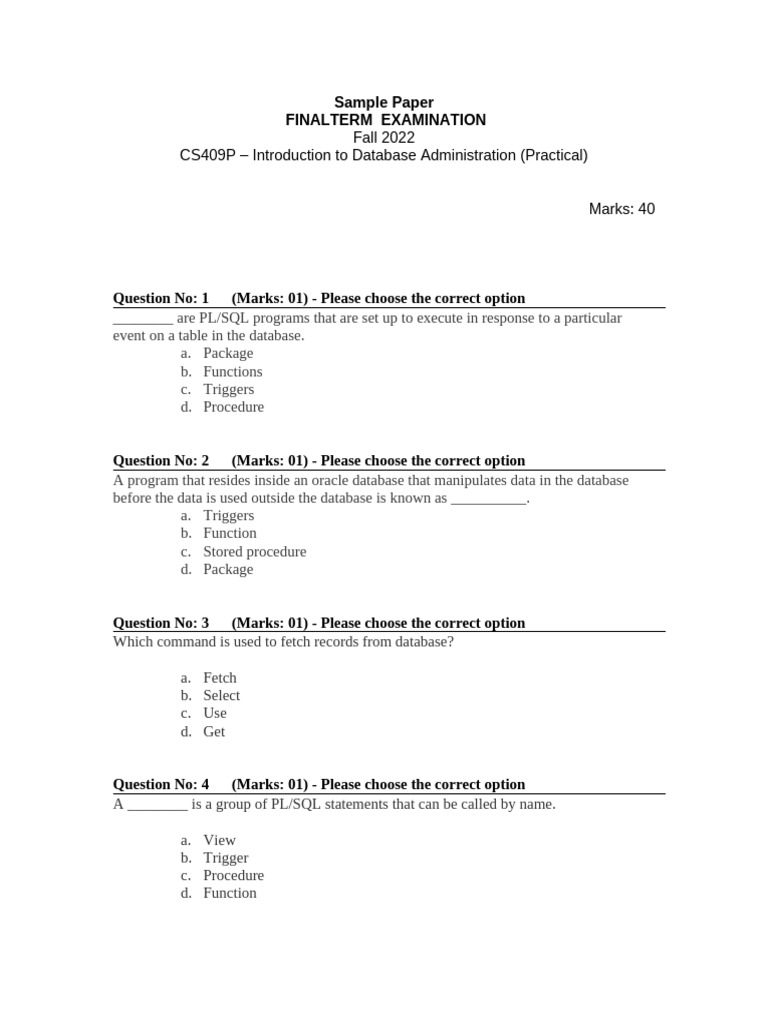 Template Sample Paper - CS409P | PDF | Pl/Sql | Databases