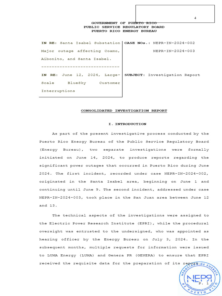 Puerto Rico Energy Bureau Confidentiality Report | PDF | Electric Power ...