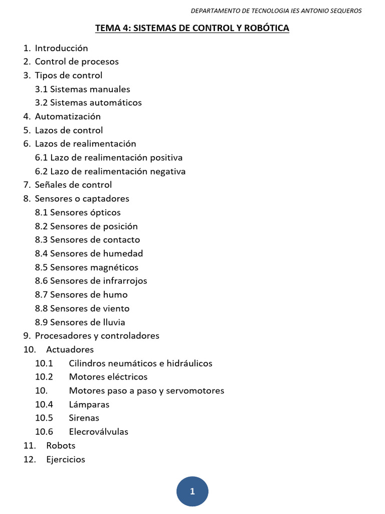 4eso Tema4 | PDF | Sistema de control | Robot