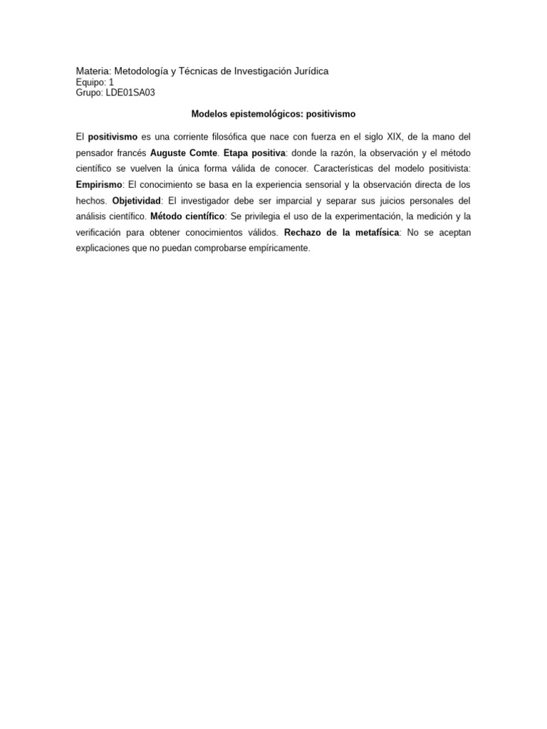 Expocicion Positivismo | PDF