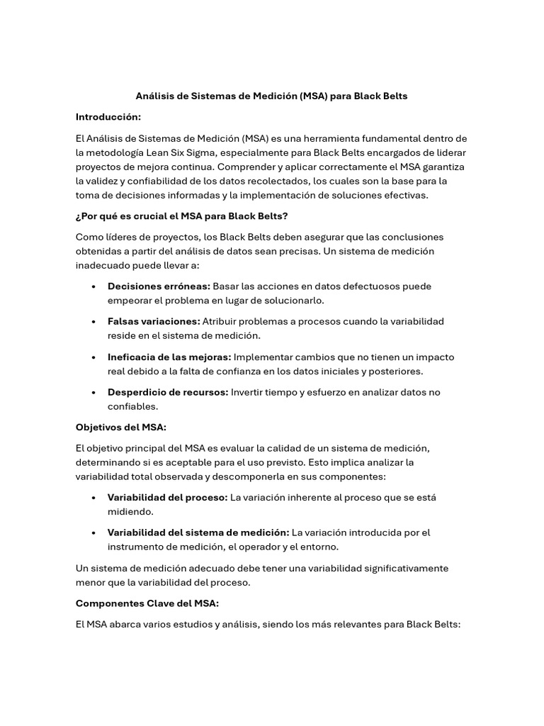 MSA para Black Belts en Lean Six Sigma | PDF | Medición | Desviación ...