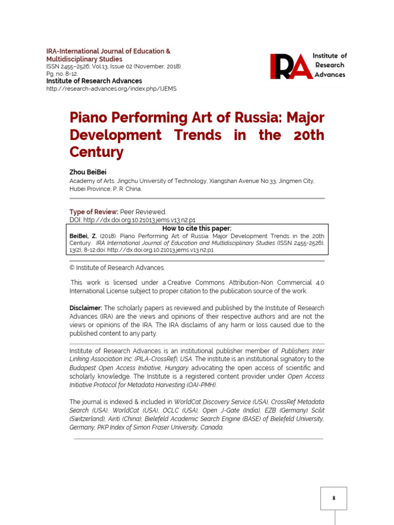 Russian Piano Art: 20th Century Trends | PDF | Russians