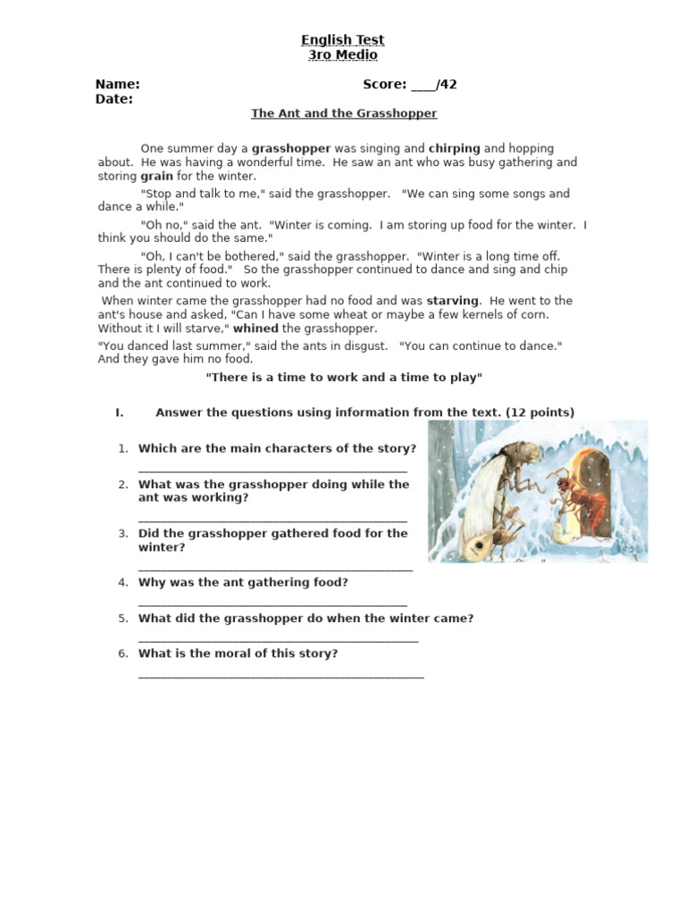 English Test Nivelación 3ro Medio | PDF