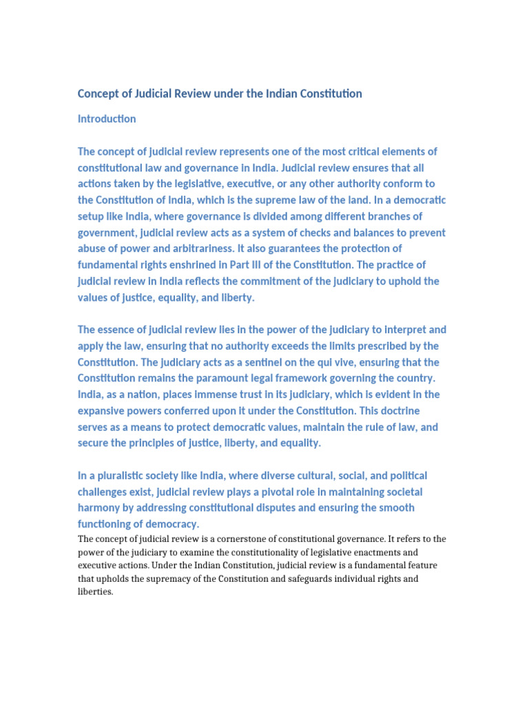 Judicial Review in Indian Constitution | PDF | Judicial Review | Legal ...