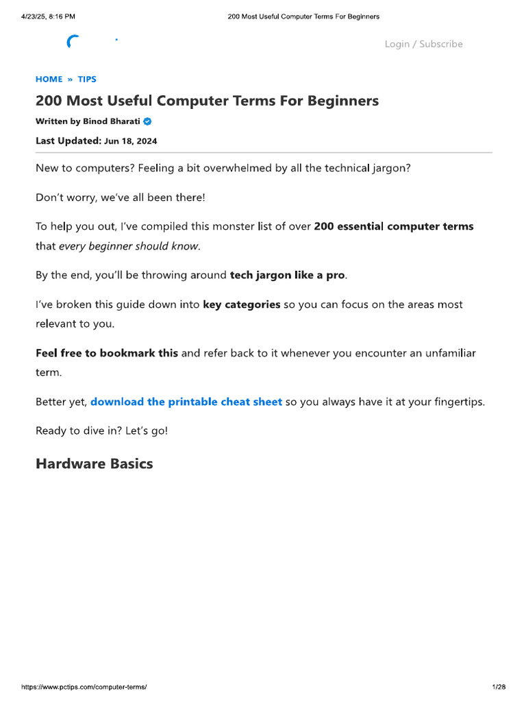 200 Computer IT Basic Terminologies Essential For Every Person, Khan ...