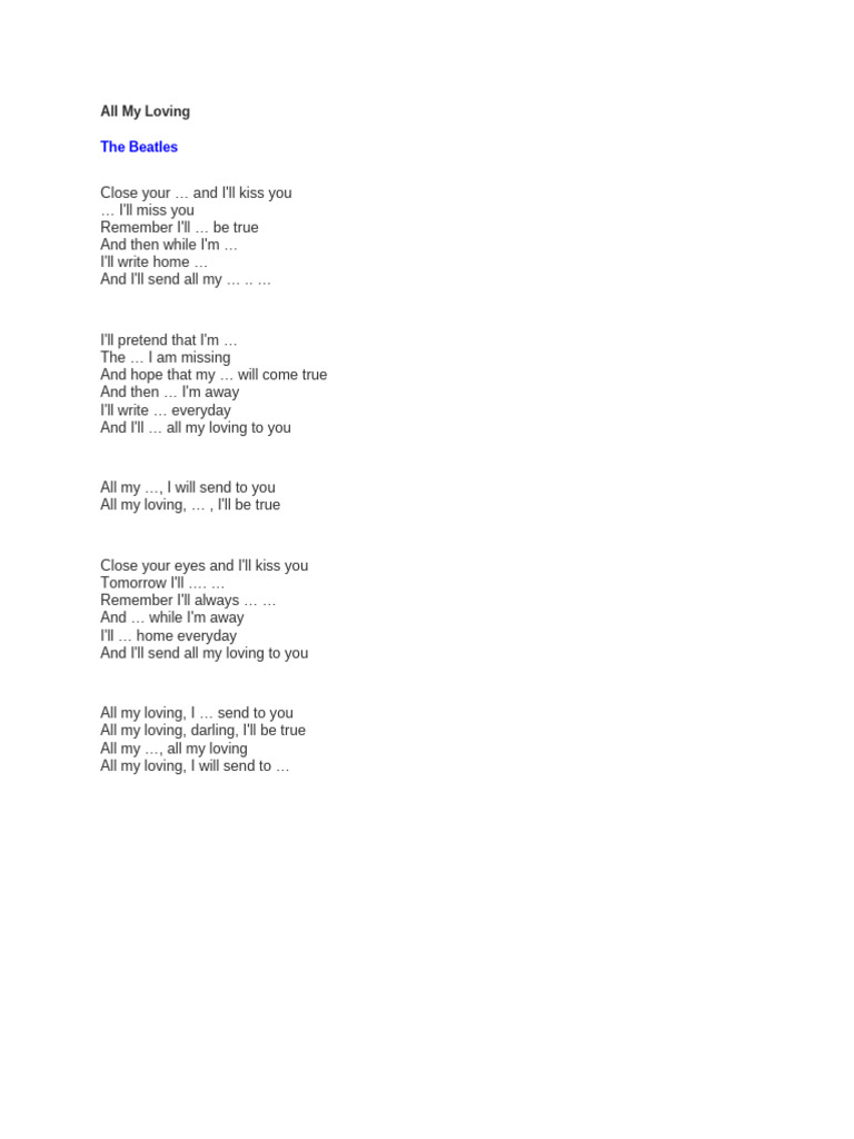 All My Loving Lyrics by The Beatles | PDF