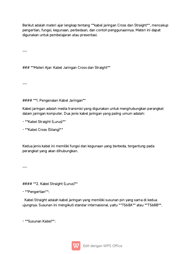 Pengertian Kabel Cross dan Straight | PDF