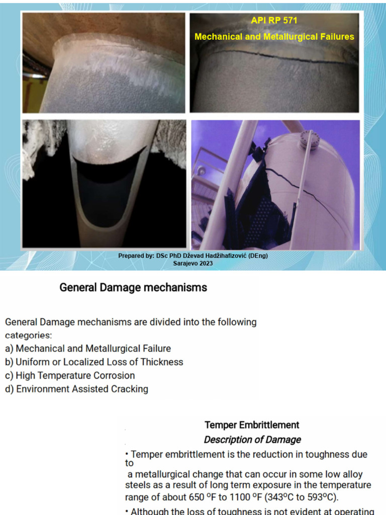 API 571 - Damages Mechanism & Failures | PDF