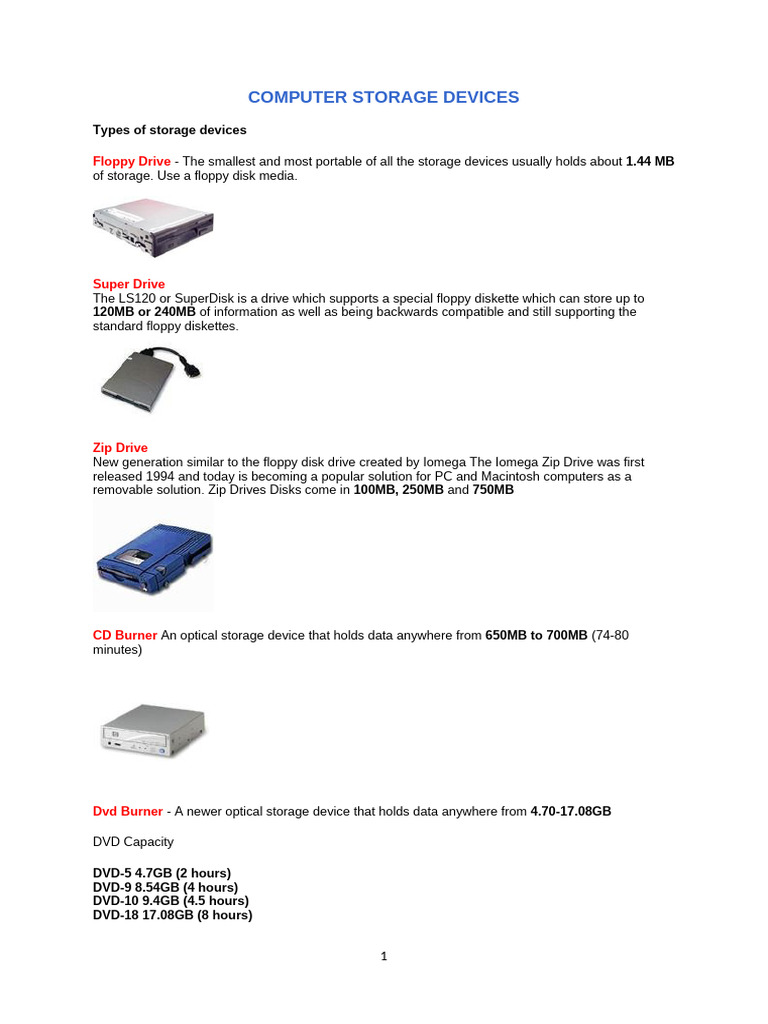 COMPUTER STORAGE DEVICES | PDF | Computer Data | Computer Data Storage
