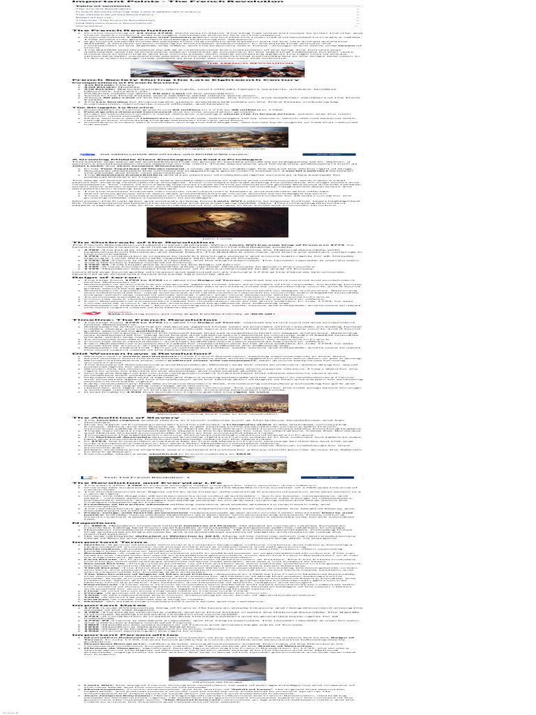 Important Points - The French Revolution - Social Studies (SST) Class 9 PDF Download (4 - 22 ...