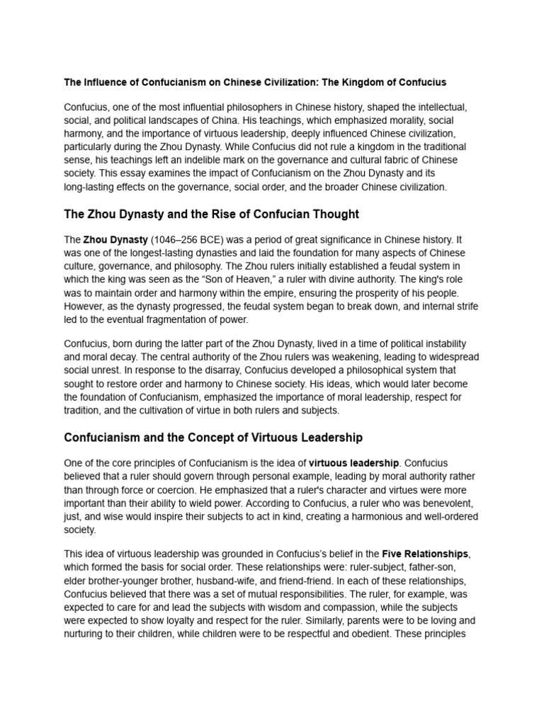 The Influence of Confucianism on Chinese Civilization_ A Focus on the ...