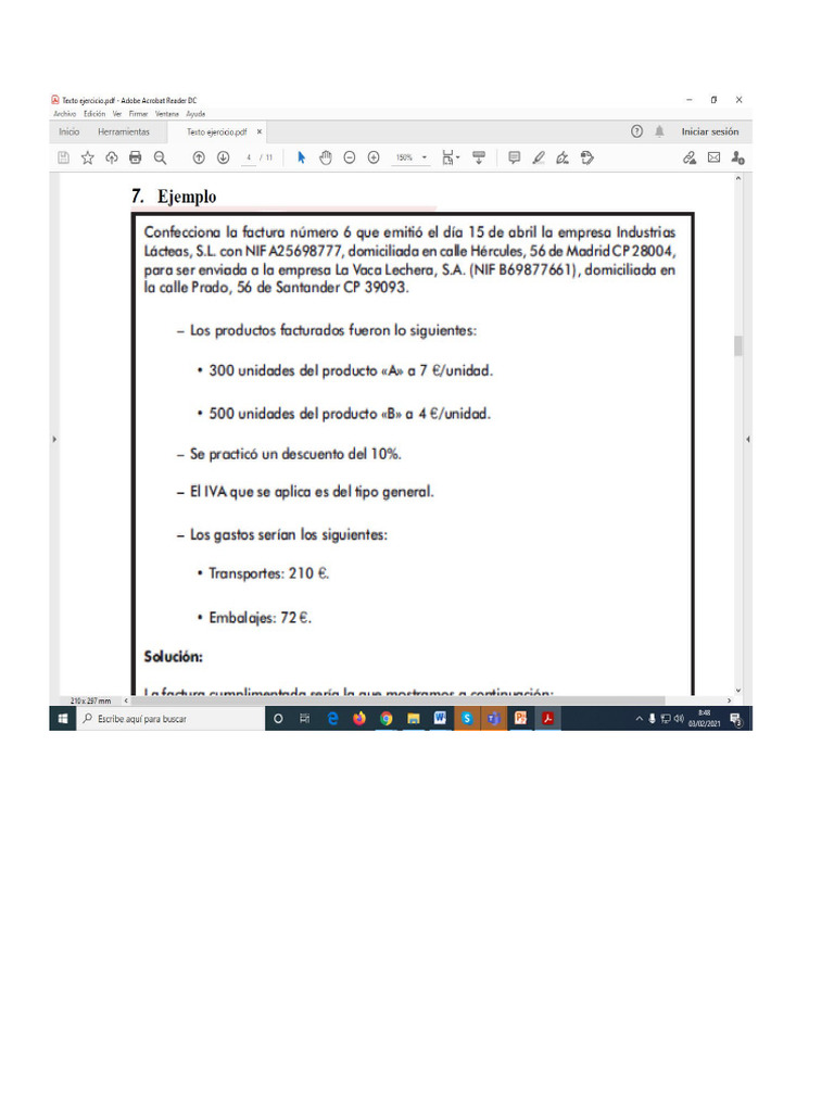 Ejercicio Factura | PDF