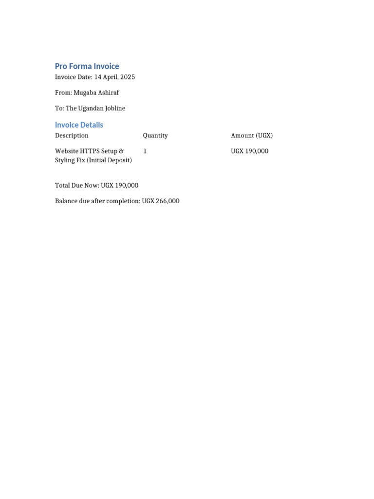 Pro Invoice Mugaba Ashiraf | PDF