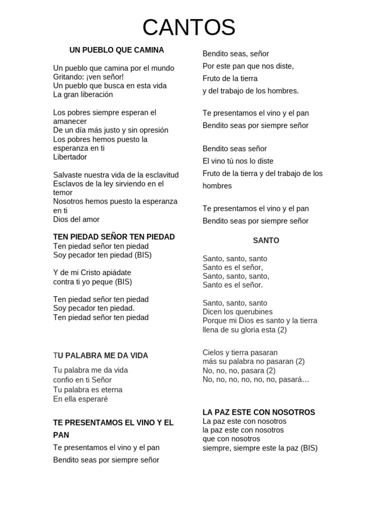 Cantos de Esperanza y Fe en Comunidad | PDF | eucaristía | Cristo (título)