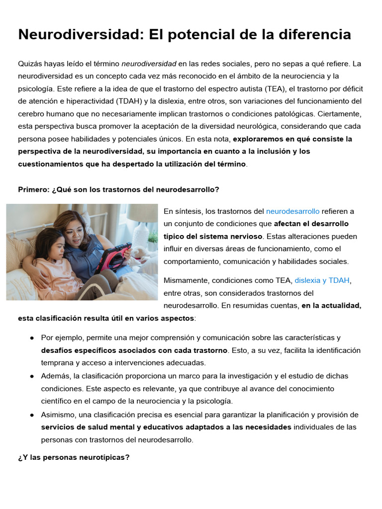 Neurodiversidad: Aceptación y Potencial | PDF | Autismo | Desorden ...