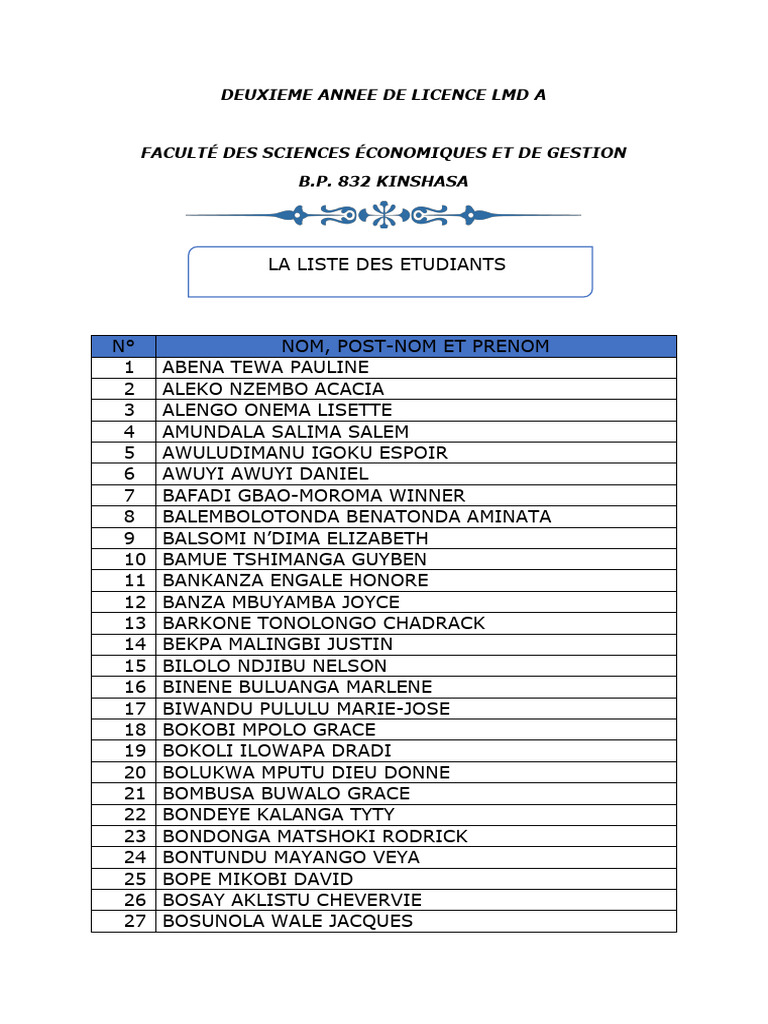 Liste des Étudiants de LMD 2025 | PDF